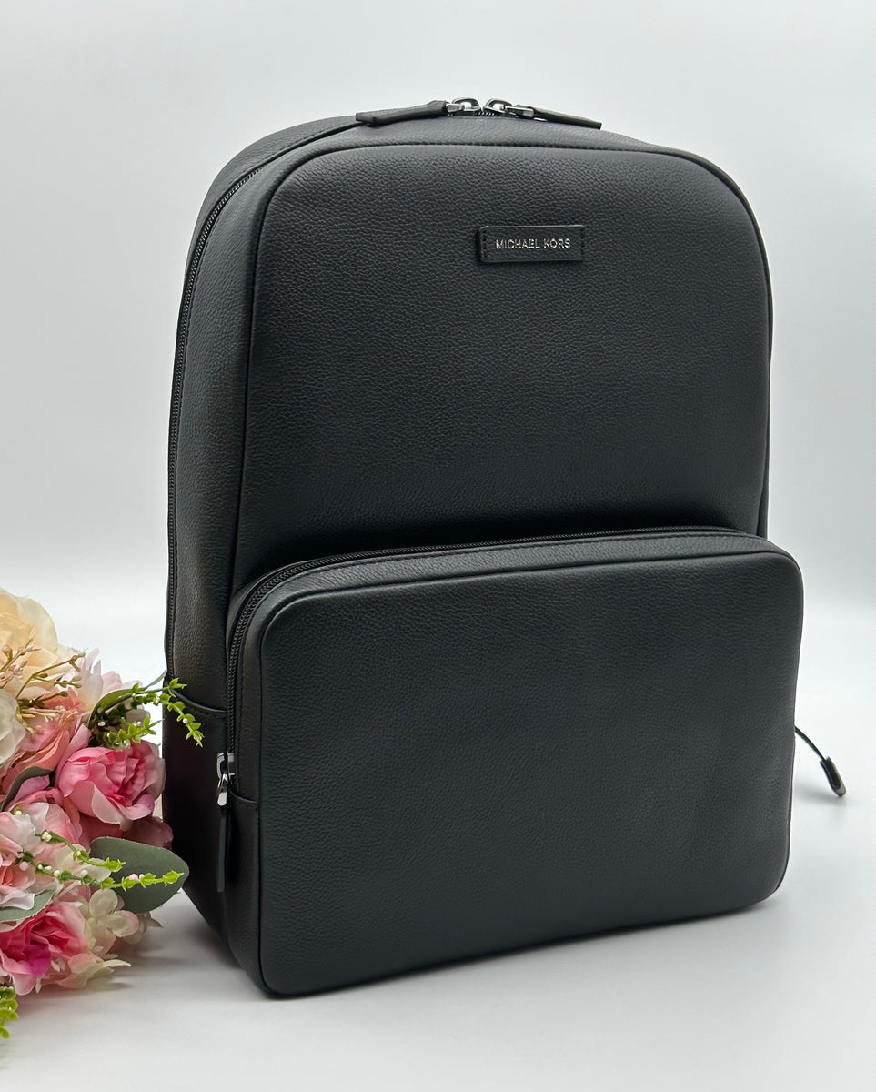 Michael Kors Men’s Front Pocket Black Leather Backpack – Ximena’s Luxe ...